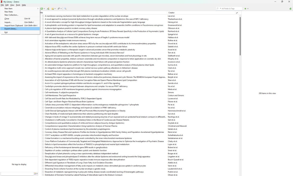 How to export your scientific library.
