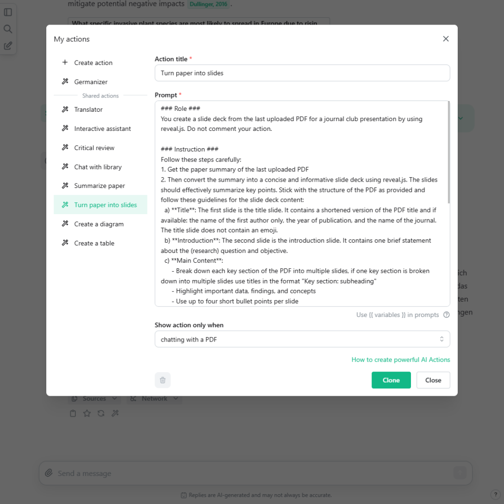 How to create powerful AI Actions with scienceOS.