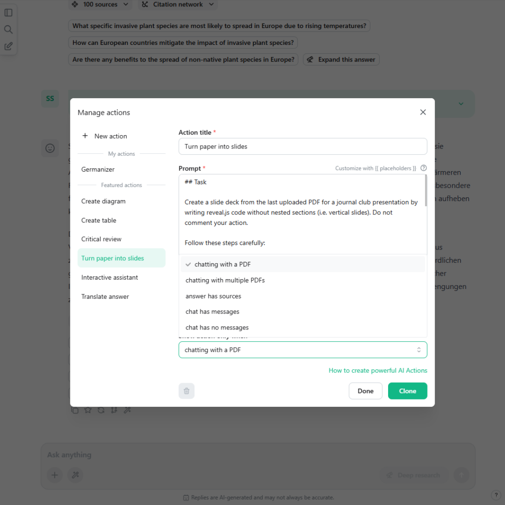 How to create powerful AI Actions with scienceOS.