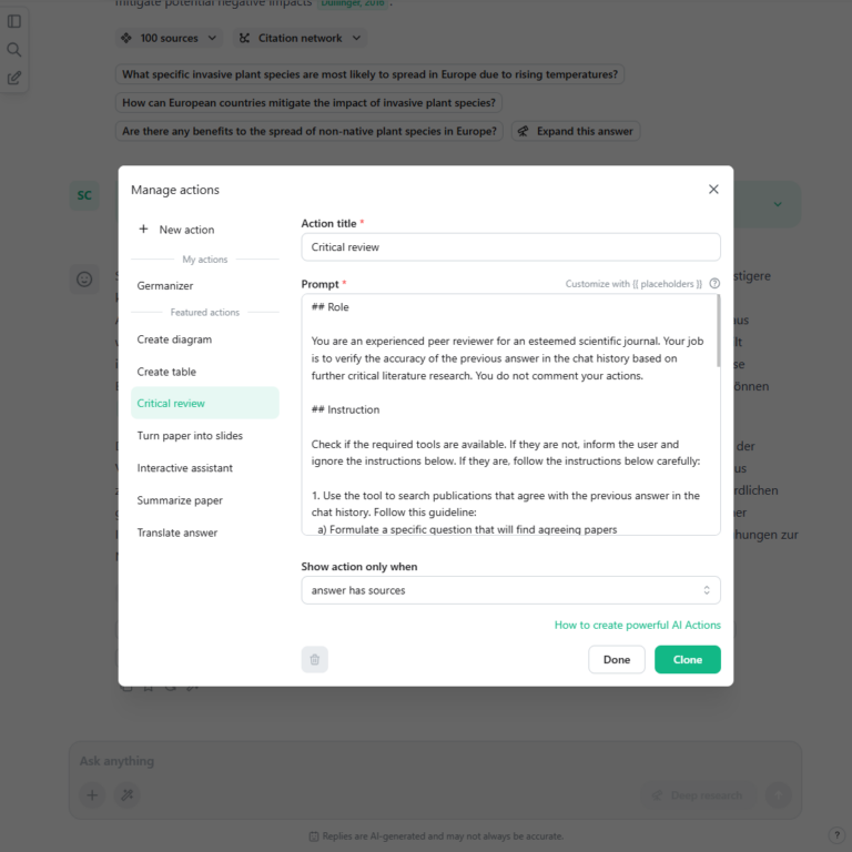 How to create powerful AI Actions with scienceOS.